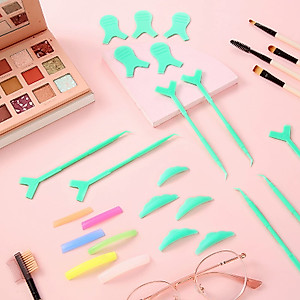 52 Pieces Silicone Eyelash Perming Tool Set Include 20 Pieces Silicone Eyelash Perming Curler, 10 Pieces Y Shape Eyelash Brush, Lift Tool Set,12 Pieces Eyelash Perming Pads