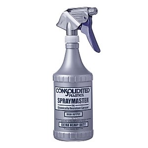 Consolidated Plastics Chemical Resistant Spraymaster Spray Bottle With Leakproof Sprayer, HDPE, Gray, 32oz., 6 Piece