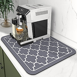 WISELIFE Dish Drying Mat Super Absorbent Drying Mat Large Dish Drying Mats for Kitchen Counter Easy clean Dish Mat Kitchen Drying Mat 15" x 18" Grey