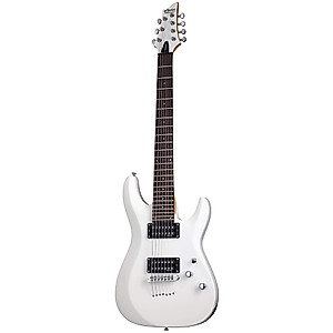 Schecter C-7 DELUXE Satin White 7-String Solid-Body Electric Guitar, Satin White