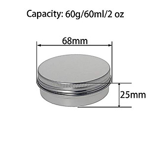 Othmro 30Pcs 2oz Metal Round Tins Aluminum Tin Cans Jar Refillable Containers 60ml Tin Cans Tin Containers Bottles with Screw Lid for Salve Spices Lip Balm Tea Candies Silver 2.67×0.98inch