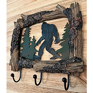 Top Brass Bigfoot Sasquatch Silhouette Wall Mount Key Holder – 3 Hooks Key Rack Hanger Organizer
