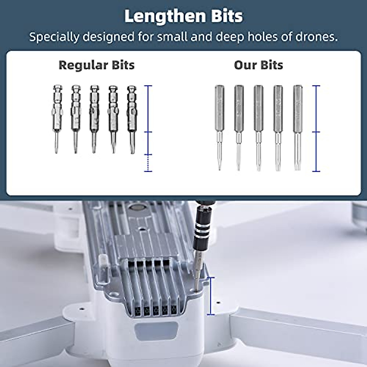 HeiyRC 36-in-1 Precision Magnetic Screwdriver Set Long Bits Driver Home Improvement Repair Tools Kit for Game Console PC Tablet Laptop Phone General Household Repair