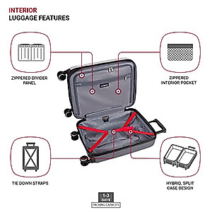SwissGear 8028 Hardside Expandable Spinner Luggage, Light Grey/Ash Grey, Carry-On 19-Inch