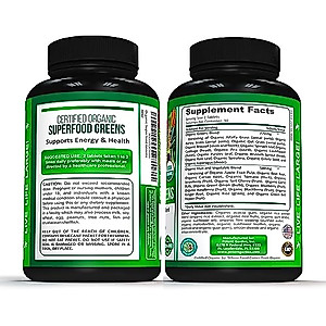 Potent Garden 2-Pack Organic Superfood Greens, Fruit and Veggie Supplement Rich in Vitamins & Antioxidants with Alfalfa, Beet Root & Tart Cherry to Boost Energy, Immunity & Gut Health, 120 Ct