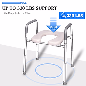 Tlingt Raised Toilet Seat with Handles, Stand Alone Adjustable Toilet Safety Frame and Elevated Toilet Seat Riser, Bathroom Assist Frame, Ideal for Seniors, Pregnant Woman and Disabled Individuals.