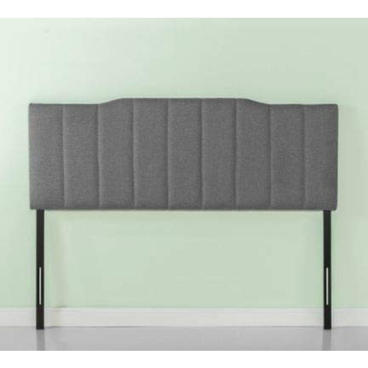Zinus Satish Upholstered Channel Stitched Headboard in Grey, Queen