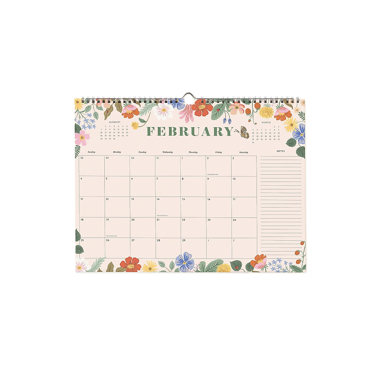 RIFLE PAPER CO. 2024 Appointment Calendar | 12 Month Dated Calendar, Space for Daily Engagement and Monthly Notes, Double Spiral with Center Notch for Easy Hanging (12" L x 16" W), Blossom