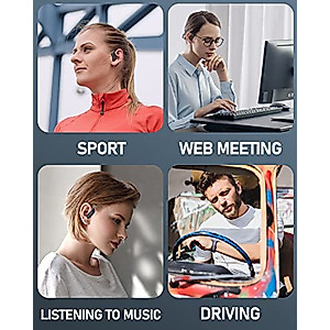 Wireless Earbuds Bluetooth 5.3 Sport True Wireless Earbuds with Microphone, Over-Ear Stereo Bass Ear Buds with Earhooks,Ear Phone Wireless Earbuds,LED Battery Display for Sports/Workout/Gym Black