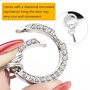 Fehlot Car Keychain for Women,Keychain Accessories With Bling Rhinestones,Car Key Chains Fashionable Glitter Key Ring (Bling key -White and Red)