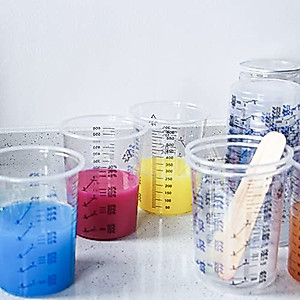 FEXIA 50-Pcs Resin Mixing Cups 600ml (20oz) Disposable Measuring Cups Plastic Measuring Cups for Art Epoxy Resin Supplies Kits Complete Set Molds Liquid Silicone Mica Powder Cooking Baking