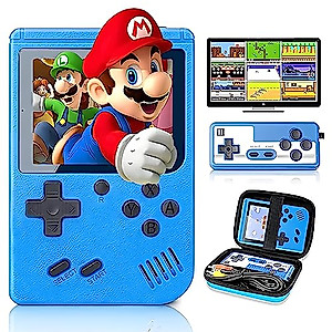 Tlsdosp Handheld Game Console, Portable Retro Video Game Console 500 Classic FC Games, Large Battery Capacity of 1020mAh, Support Rechargeable and Connect to TV for Two People to Play Together (Blue)