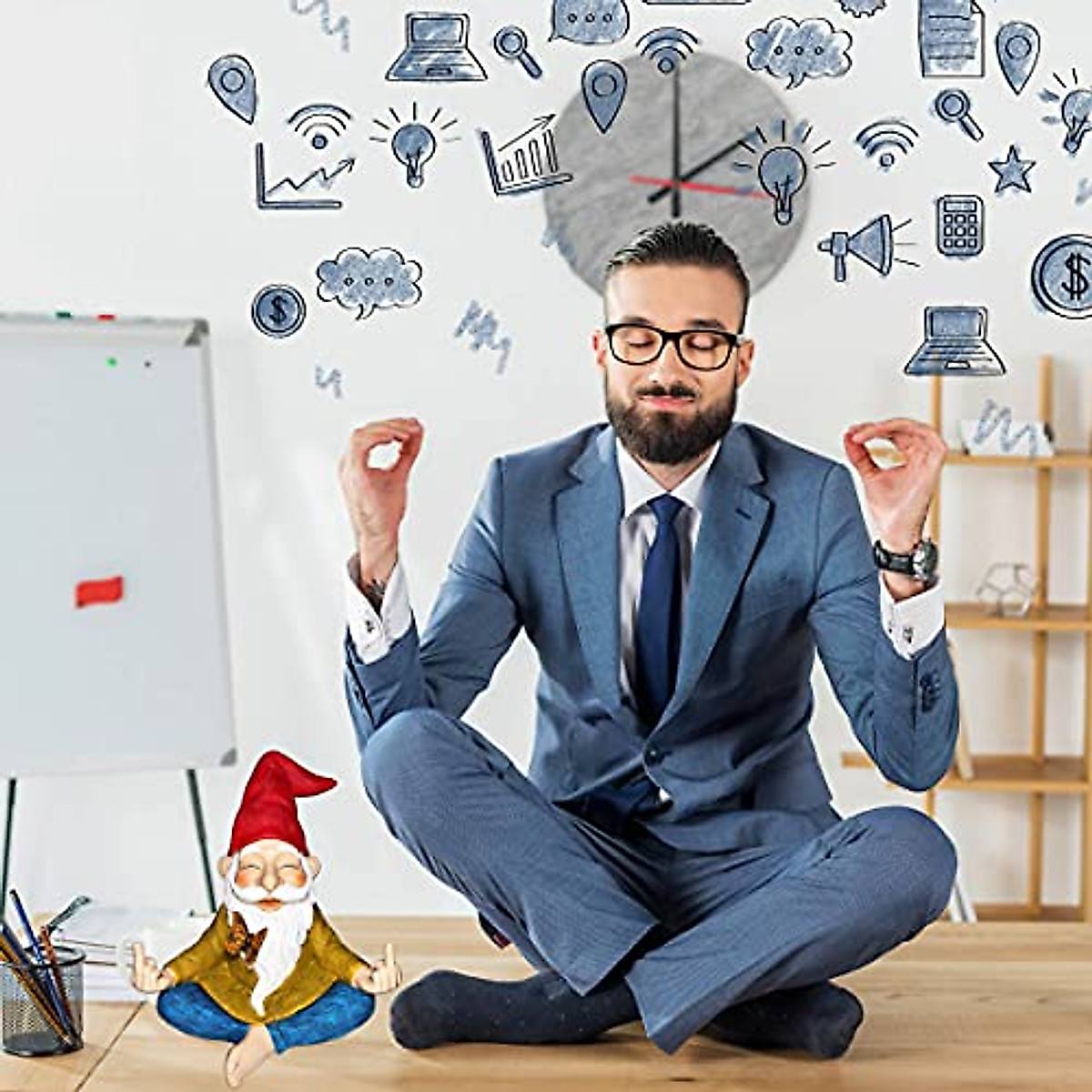 Mood Lab Garden Gnome - Zen Gnome Statue - 9.25 Inch Tall Lawn Gnome Figurine - for Outdoor or House Decor