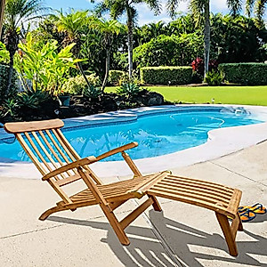 Seven Seas Teak Siesta Key Outdoor Patio Steamer Chair, Made from Solid Teak Wood