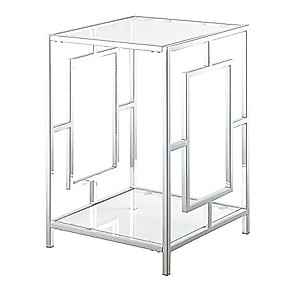 Town Square Chrome End Table with Shelf, Glass/Chrome
