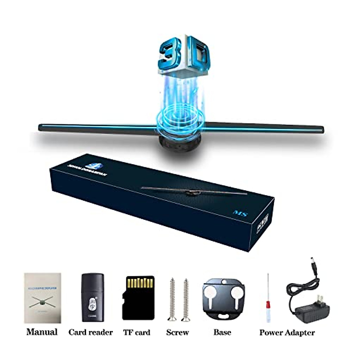 3D Hologram Fan,Hologram Fan Projector Advertising Display for Christmas, Halloween,Business,Shop,Holiday 16.5inch Holographic with 700 Video Library