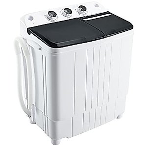 Portable Washing Machine Compact Washer and Dryer 13lbs Twin Tub Washing Machine and Dryer (Black)