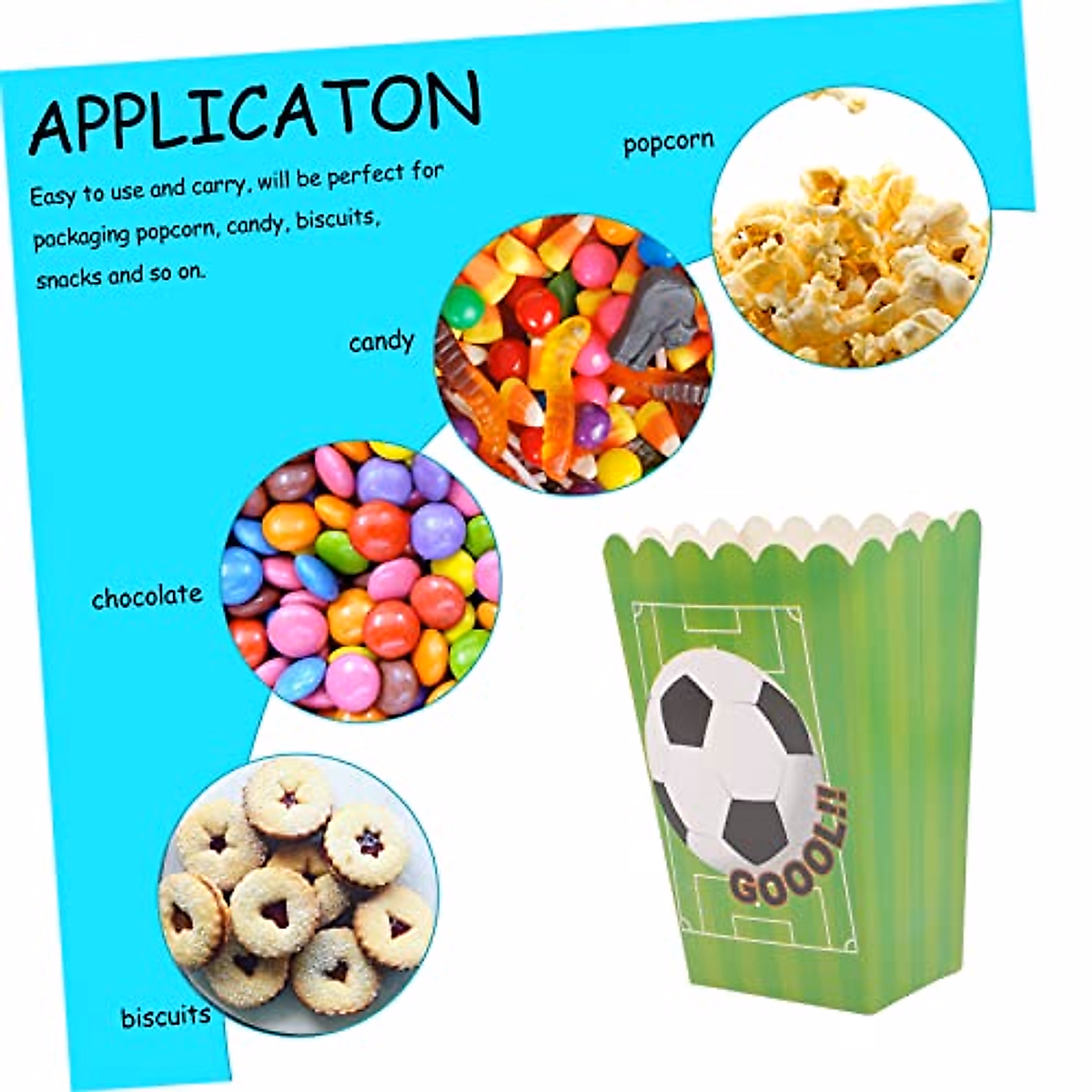 SHOWERORO 30pcs Popcorn Boxes Popcorn bracket Disposable football party supplies football kit popcorn cup Popcorn snack box supplies tableware green soccer ball green party favor bags