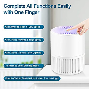 Smart Air Purifiers for Home - Air Cleaner with HEPA Filter Filters Out 99.97% Dust, Dander, Smoke, Odor for Home, Bedroom, Living Room, Kitchen Ultra Quiet and Effective