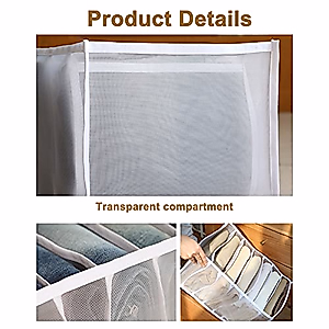 JinGoldBell Wardrobe Clothes Organizer 5pcs Foldable Closet Portable Storage Baskets Visible Grid Storage Box Washable Storage Containers Clothing Storage Bins for Bedroom (1 Set of Mix, White)