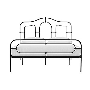 Mr. Kate Primrose Metal Bed with Secured Slats, Headboard and Footboard, Queen Size Frame, Black