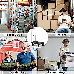 nisboigr Push Dolly Cart Foldable Platform Hand Truck 330lb Weight Capacity with 360 Degree Swivel Wheels for Garage Garden Home & Office Use, Black