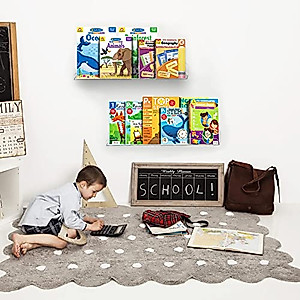 steauty 24 Inch Acrylic Floating Shelves,4Pack Invisible Clear Acrylic Bookshelf,5MM Thick Acrylic Wall Mounted Shelf