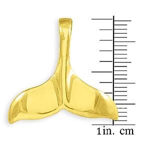 Solid 14K Yellow Gold Whale Tail Pendant or Charm (9/10" Long)