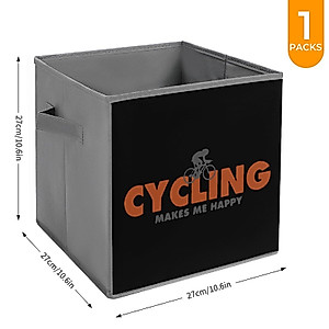 Cycling Makes Me Happy Folding Fabric Storage Bins Cubes Closet Organizer Basket with Handles 1PCS