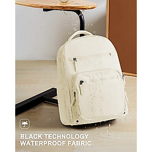 Travel Carry on Backpack, Aesthetic Laptop Backpack Purse for Women Men Airline Approved, Waterproof Personal Item Size Backpack Casual Daypacks for College, Business with USB Charging Port, Beige