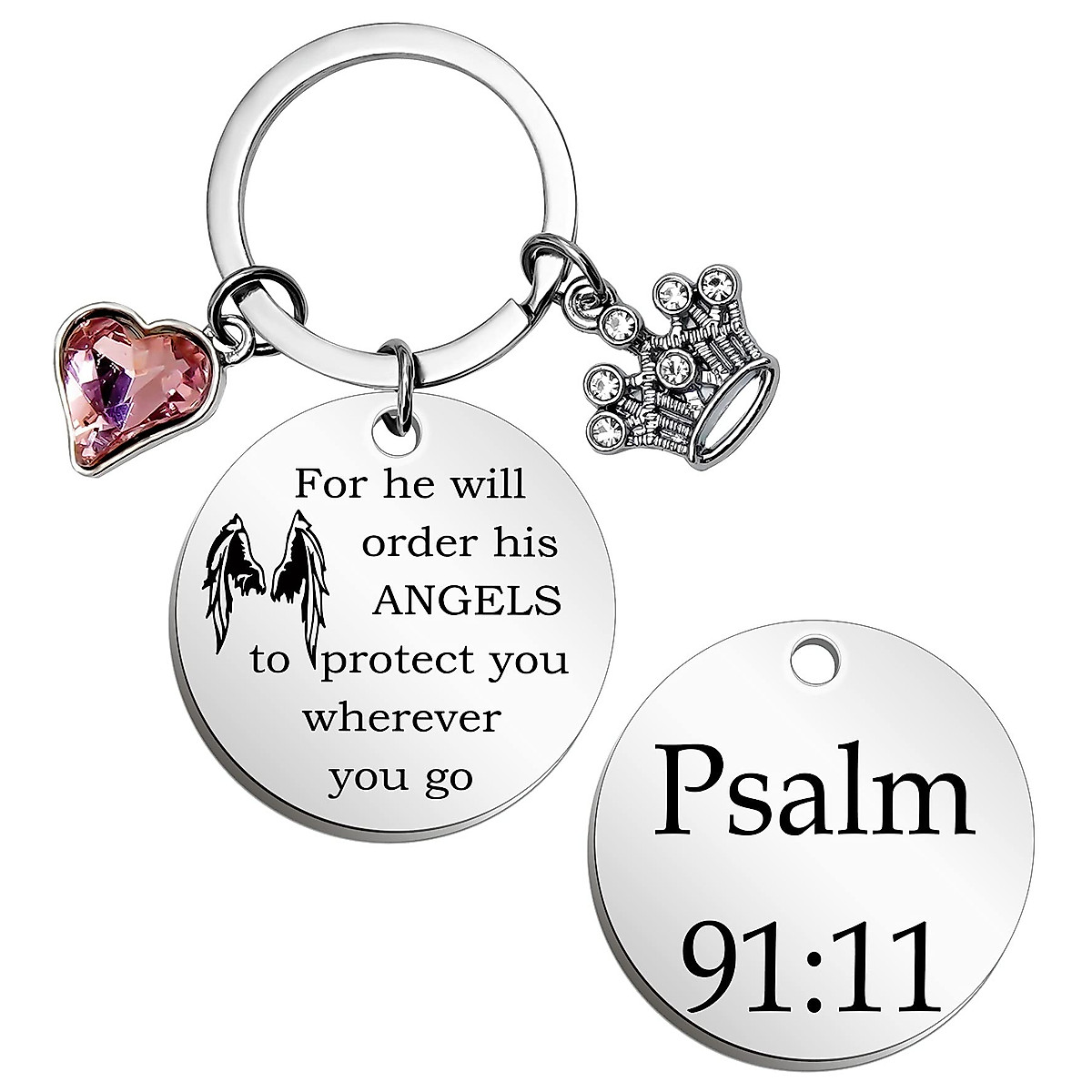 Bible Verse Keychain Christmas Religious Faith Gifts for Women Men - Prayer Christian Keyring for him her Bible Verse - for He Will Order This Angels to Protect You Wherever You Go