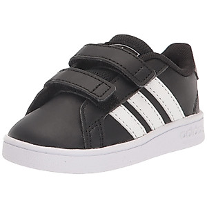 adidas unisex baby Grand Court Tennis Shoe, Black/White/White, 7.5 Toddler US