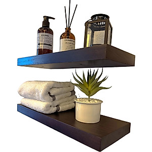 IEO 16 inch Floating Wood Shelves for Wall, Bathroom Wooden Wall Shelves Kitchen Floating Wall Mounted Shellves for Living Room, Bathroom, Bedroom, Kitchen, Office Storage & Organization