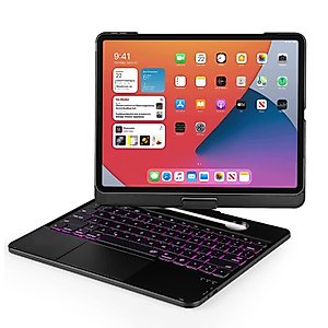 LENRICH iPad Pro 12.9 case with Keyboard 2022 6th Generation Backlit Trackpad, Fit for 5th Gen 2021/4th 2020/3rd 2018