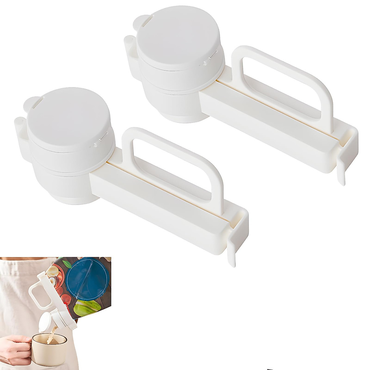 APTHON Food Bag Sealing Clip with Pour Spout,Bag Clips for Food,Chip Bag Clips Airtight,Durable Plastic Clips for Food Storage,Great for Organizing and Storing Food in the Kitchen (2 pcs)