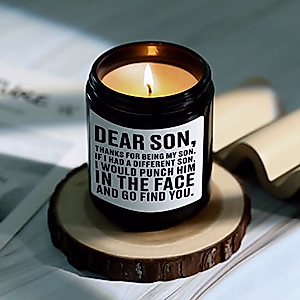 Son Gifts, Gifts for Son Adult, Birthday Gifts for Son from Mom Dad, Son Birthday Gift Ideas, Funny Fathers Day Valentines Day Christmas Graduation Gifts for Son - Sandalwood Scented Candles for Men