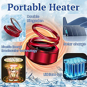 Zcargel Portable Dynamic Molecular Heater,Heated Glass Fan Defroster Mini Car Heater Solar Anti-Icing Tool Kinetic Heating Portable Kinetic Molecular Car Defroster For Car Living Room Bedroom