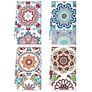 4 Pieces Leaves Kitchen Towels 16 x 24 Inch Dish Towels Bathroom Hand Towels Set Absorbent Hand Drying Cloth Hand Towels for Kitchen Bathroom (Retro Style)
