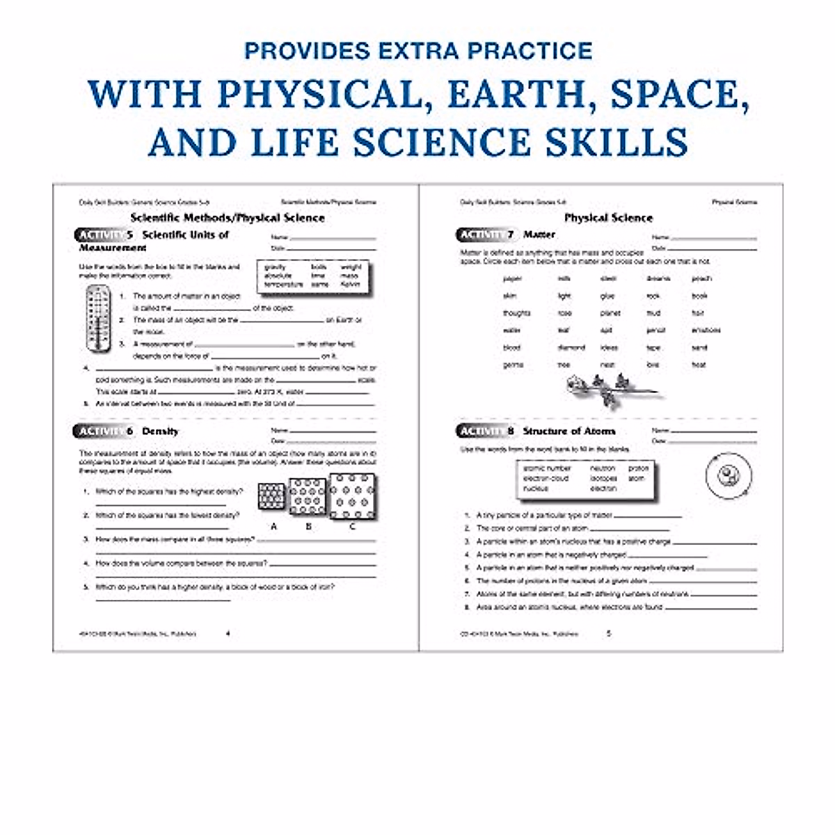 Mark Twain General Science Activity Book, Science for Kids Grades 5-8, Physical, Life, and Earth Science Books, 5th Grade Workbooks and Up, Classroom or Homeschool Curriculum (Daily Skill Builders)