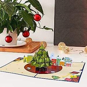 Mocoosy 4 Pack 3D Pop Up Christmas Cards Set, 5" x 7" Xmas Popup Greeting Cards for Kids, Holiday Blank Greeting Cards with Envelopes for Winter New Year Include Gnome Santa Christmas Tree Merry Christmas
