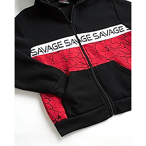 Quad Seven Boys' Active Sweatsuit Set - Heavyweight Sherpa Lined Sweatshirt and Jogger Sweatpants - Kids' Gym Clothing (8-18), Size 4, Red Savage