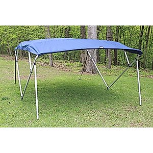 Vortex Direct Navy Blue Fabric Square Tube Frame 4 Box Bimini Top,10' Long, 97"-103" Wide, 54" Tall