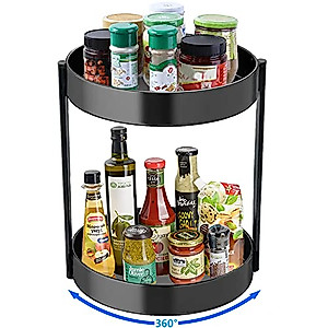 TUEHUTDE 2 Tier Lazy Susan Turntable Spice Rack Organizer, 360 Degree Rotating 10.15'' Lazy Susan for Table, Bathroom Organizer Countertop, Cabinet