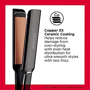 Revlon Copper Smooth Hair Flat Iron | Frizz Control for Fast and Shiny Styles, (XL 1-1/2 in)