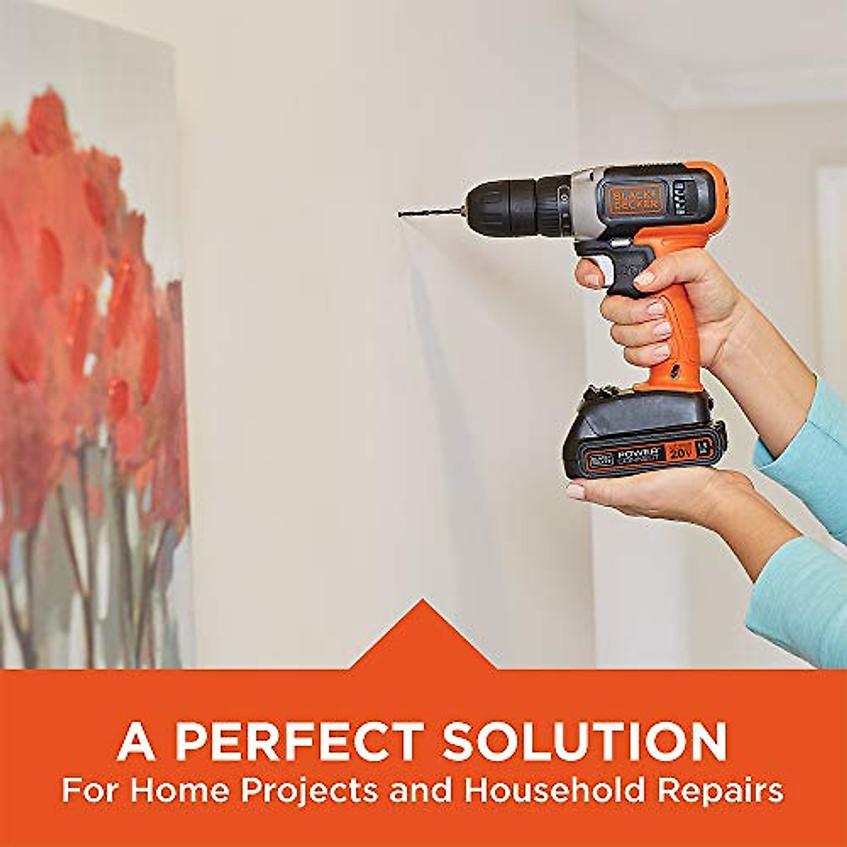 BLACK+DECKER 20V MAX Drill with Home Tool Kit, 66-Piece (BCKSB62C1)