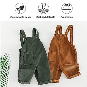 Mornyray Toddler Kids Baby Boy Girl Soft Corduroy Suspender Pants Kids Overalls Loose Retro (Khaki, 18-24Months)