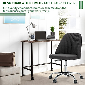 Armless Desk Chair with Comfortable Fabric Cover,Modern Home Office Chairs with Swivel Wheels for Computer Task Chairs Cute Vanity Chairs Adjustable Height for Living Room,Bed Room,Conference Office