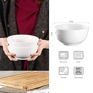 Cibeat 10 Ounce Porcelain Bowls Set 8 Pack Premium White Ceramic Bowls for Cereal, Soup, Salad, Pasta, Prep, Rice, Ice cream, Microwave & Dishwasher Safe