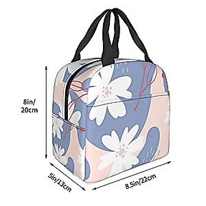 Lunch Bag Abstract Floral Insulated Lunch Box Teen School Reusable Bags Meal Portable Container Tote For Boys Girls Travel Work Picnic Boxes