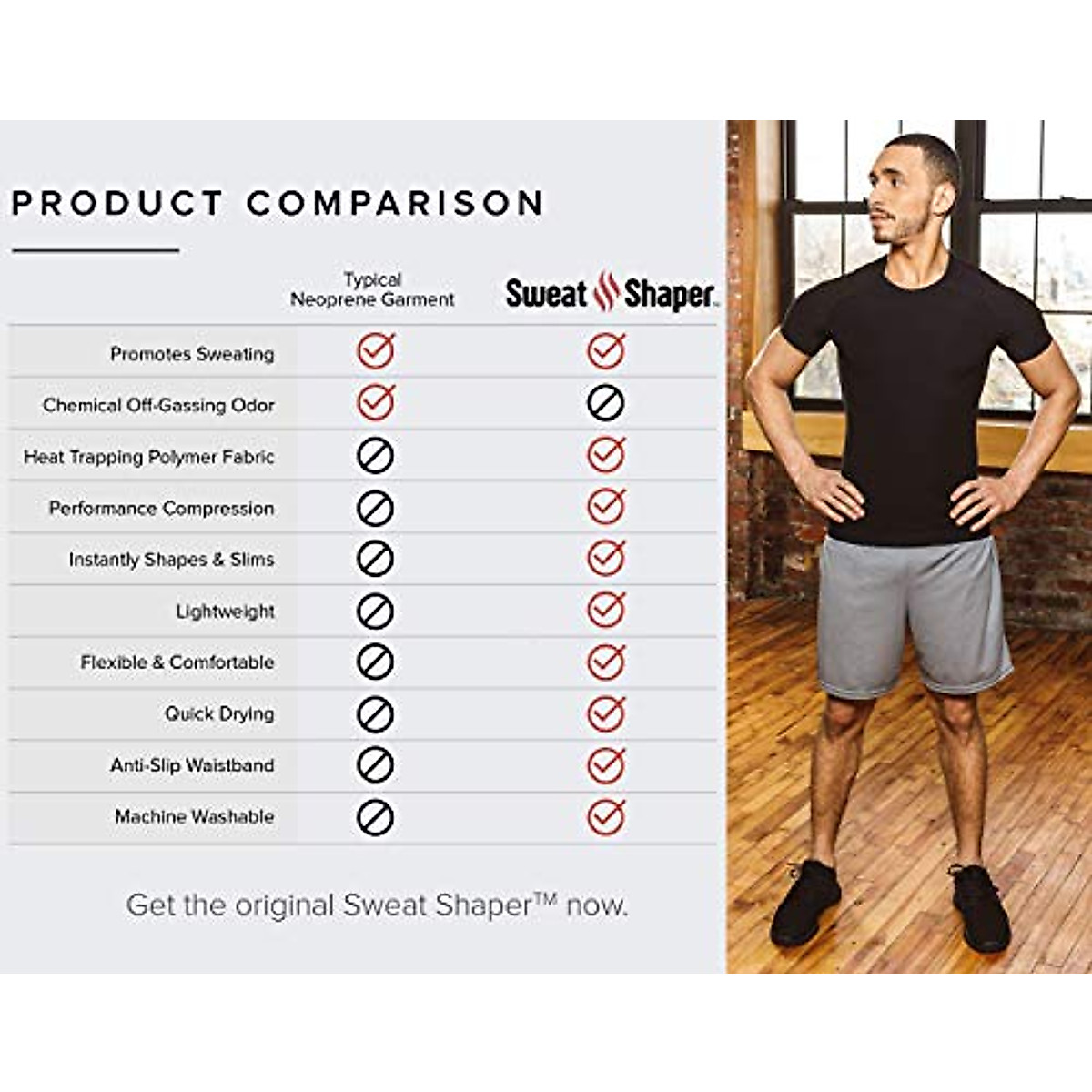 Sweat Shaper Men's Athletic Tee, Short Sleeve Compression T-Shirt, Performance Baselayer Workout Shirt (Black, X-Large)